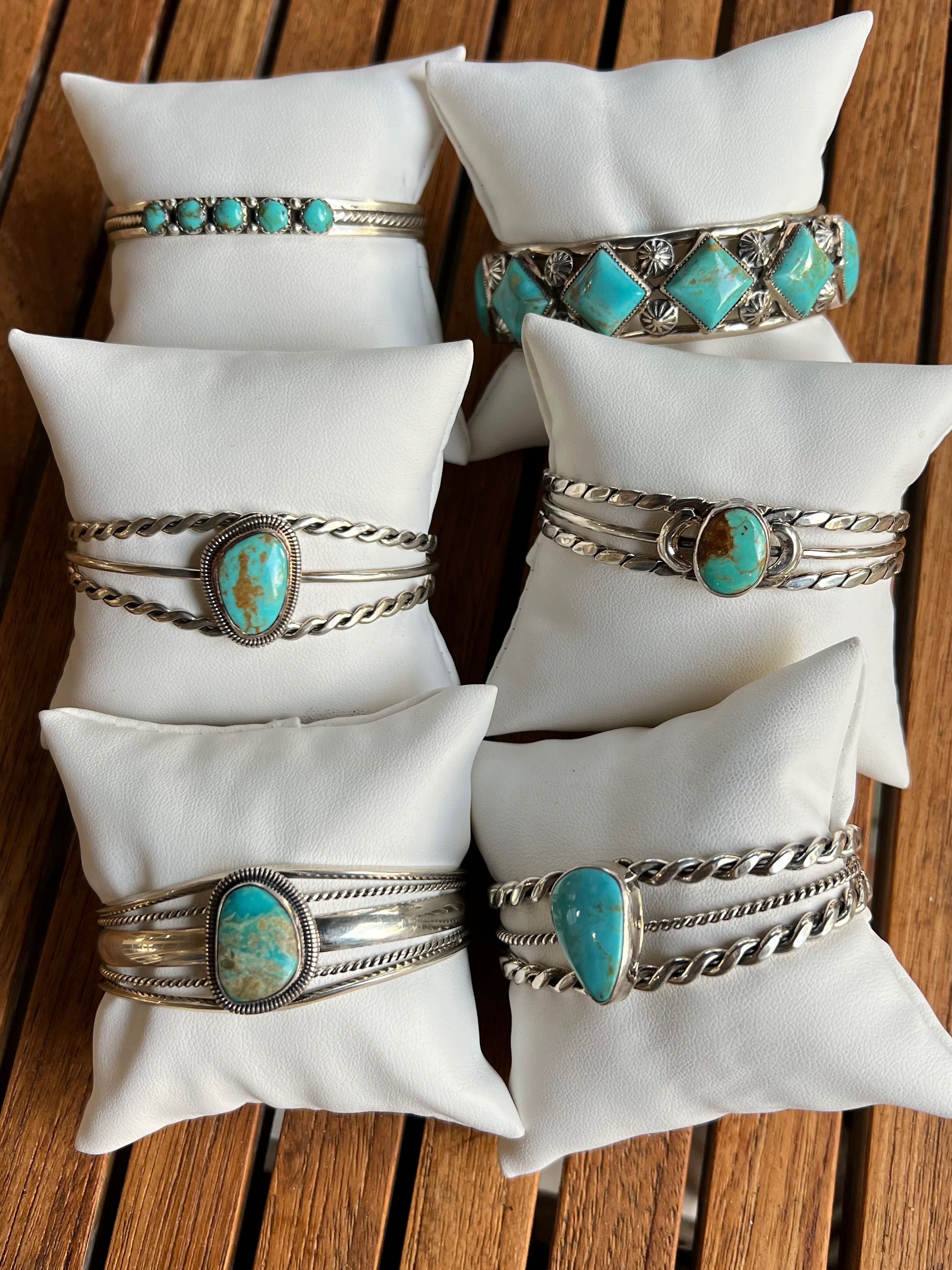 Kingman Turquoise Sterling Silver Bracelet Cuffs – Ulka Rocks
